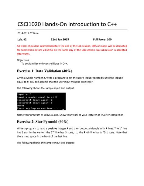 CSCI Lab Specification CSCI HandsOn Introduction To C Nd Term Lab