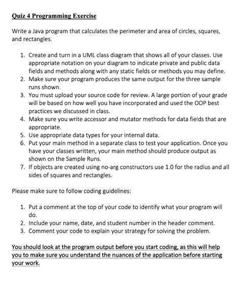 solved quiz 4 programming exercise write a java program that
