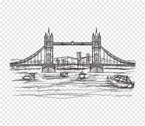 리버티 타워 브릿지 드로잉 그림 손으로 그린 선 책 런던 브리지의 동상 각도 그린 손 Png Pngwing