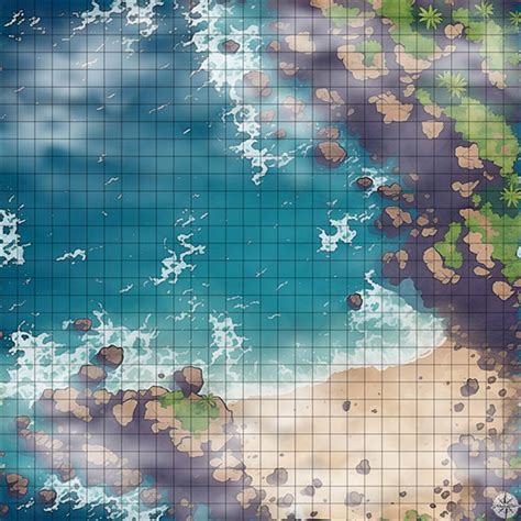 Beach With Cliffs Battlemap Ttrpg Map For Dandd And Roll20