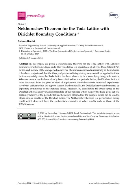 Pdf Nekhoroshev Theorem For The Toda Lattice With Dirichlet Boundary Conditions