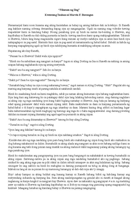 3 Nilamon Ng Ilog A Great Help “nilamon Ng Ilog” Kwentong Tauhan Ni Marvin F Borongan