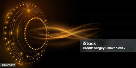 빛나는 파도의 조명 효과와 함께 공상 과학 빛나는 Hud 라운드 미래 지향적인 배경 디자인 사이버 공간 개념입니다 벡터 그림 가상현실에 대한 스톡 벡터 아트 및 기타 이미지