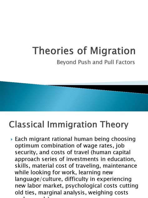 Theories Of Migration Human Migration