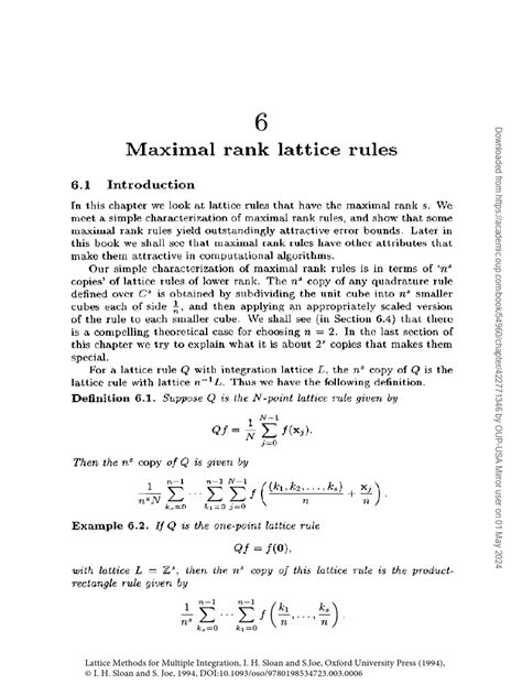 6 maximal rank lattice rules pdf theorem mathematical concepts