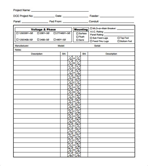 Square D Panel Schedule Template Excel