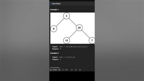 Maximum Depth Of Binary Tree Leetcode Shorts Tree Binarytree Youtube