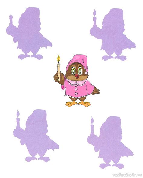 Задание на внимание для детей 4 6 лет Сова только проснулась Отыщи её тень