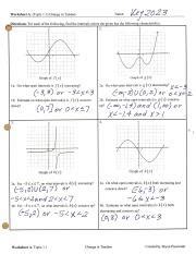 Intervals Of Increasing And Decreasing Functions Worksheet A Course