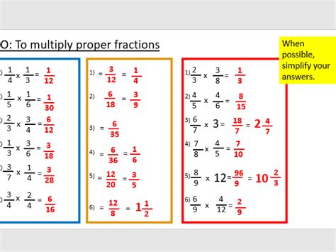 Multiplying Fractions Year 6 Teaching Resources