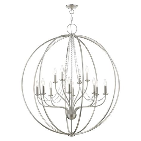 Livex Lighting Arabella 12 Light Brushed Nickel Transitional Damp Rated