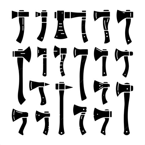 Vector Mínimo Colecção De Vetor De Silhueta De Machado Vetor Premium