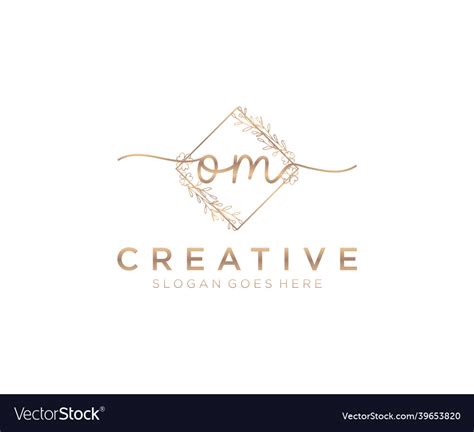 Initial Om Feminine Logo Beauty Monogram Vector Image
