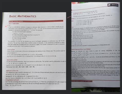 Basic Mathematics Basic Concepts Set Theory Set A Set Is A Well Defined C