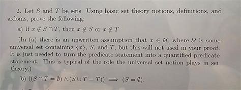 Solved Let S And T Be Sets Using Basic Set Theory Chegg Com