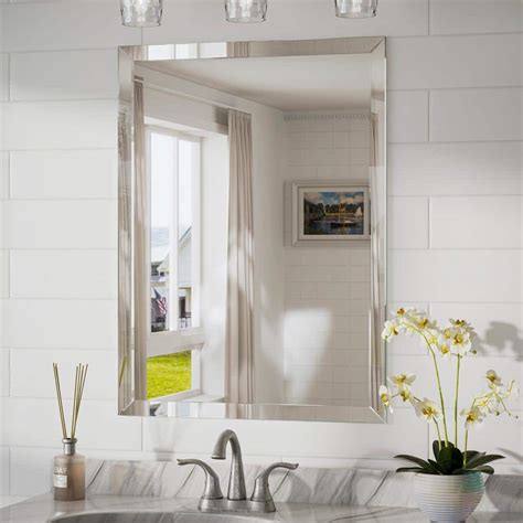 Keonjinn 16 In W X 24 In H Rectangular Beveled Frameless Wall Mount