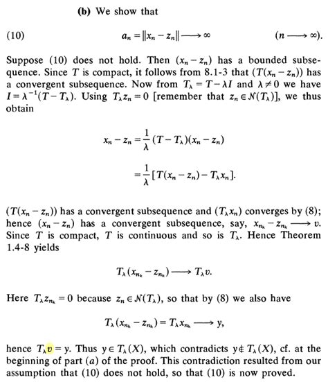 Compact Operators About Proof Of 8 3 5 In Kreyszigs Functional Analysis Mathematics Stack