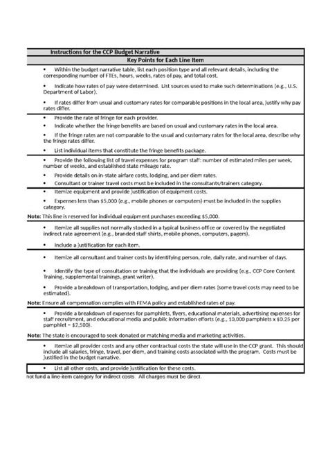 Budget List Template 41030 Cc Isp Budget Narrative Tool