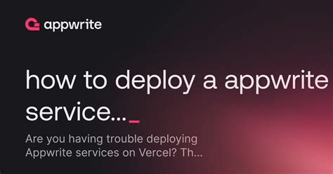 How To Deploy A Appwrite Services On Vercel Threads Appwrite