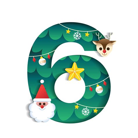 6 Numeric Number Alphabet Cute Merry Christmas Concept Santa Claus Reindeer Star Christmas Tree
