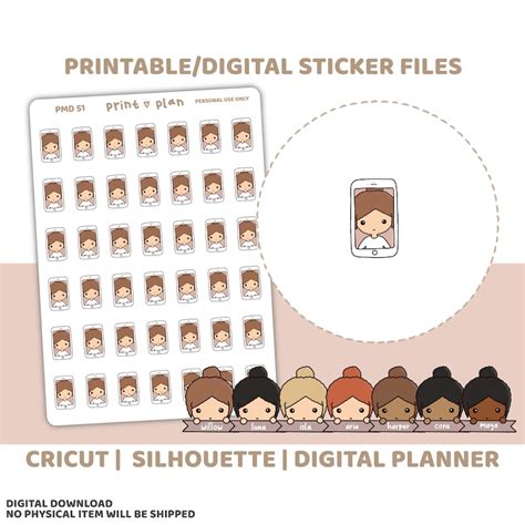 Facetime Printable Pmd People Stickers Digital Planner Sticker