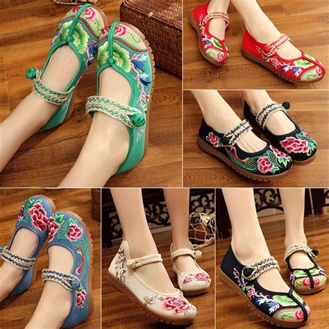 Old Beijing Flat Bottomed Cloth Shoes Ancient Hanfu Women Chinese Traditional Style Embroidery