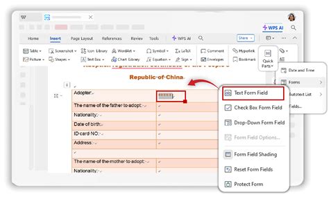 Create Fillable Forms Easily In Word Excel And Pdf Wps