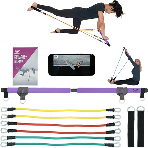 کیت بار پیلاتس Im Unlimited® و ویدیو، باشگاه بدنسازی خانگی قابل حمل، 6 تا 12 باند مقاومتی یا با