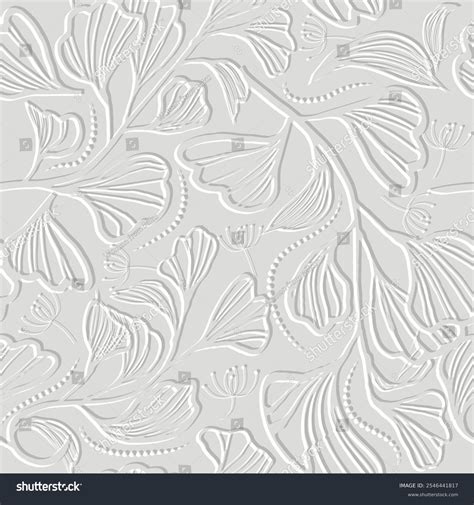3d Emboss Textured Hand Drawn Floral Stock Vector Royalty Free