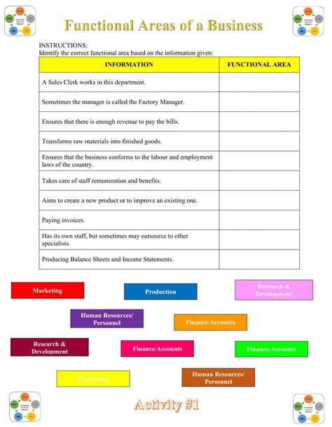 Functional Areas Of A Business Worksheet Live Worksheets Worksheets Library