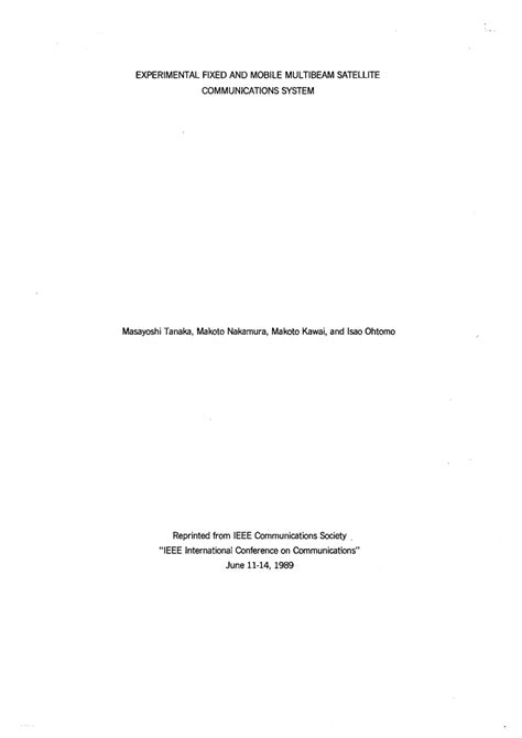 Pdf Experimental Fixed And Mobile Multibeam Satellite Communications