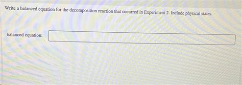 Write A Balanced Equation For The Synthesis Reaction
