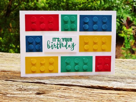 Lego Birthday Card Stampin Up Lego Card Diy Lego Themed Card Colorful Lego Block Card