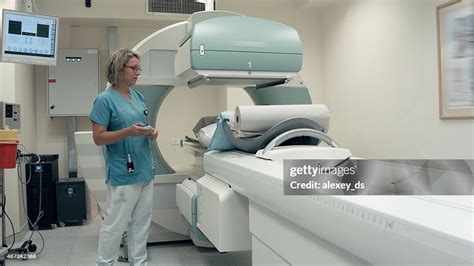 Diagnostic Room Doctor Monitoring Cat Scan Procedure High Res Stock