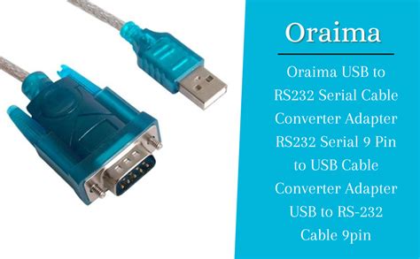 Oraima USB To RS232 Serial Cable Converter Adapter RS232 Serial 9 Pin To USB Cable Converter