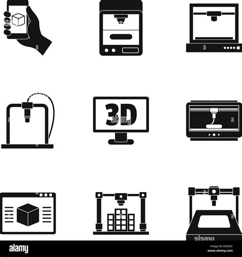3d Printer Icon Set Simple Style Stock Vector Image And Art Alamy