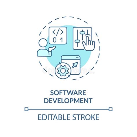 2d Blue Thin Linear Icon Software Development Concept Stock Vector Illustration Of Stroke