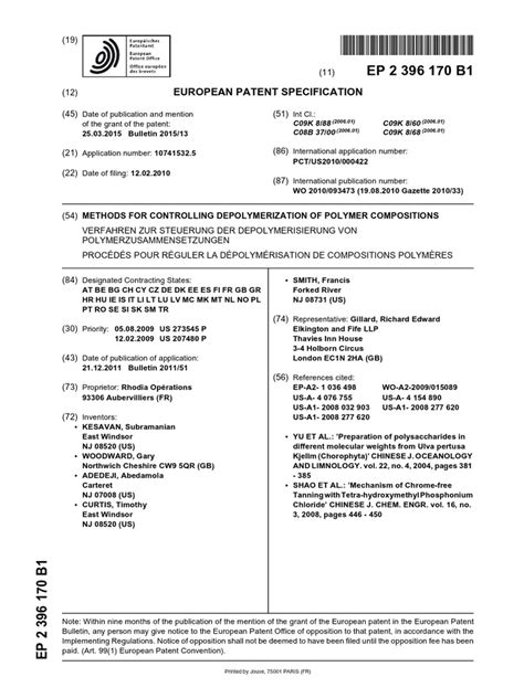 Methods Controlling Depolymerization Polymer Compositions Pdf
