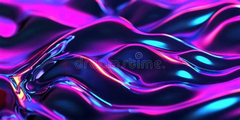 A Visually Striking 3d Abstract Background Featuring Fluid Holographic Waves Illuminated By