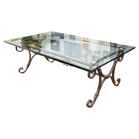 Contemporary Modern Iron And Glass Rectangular Glass Coffee Table For