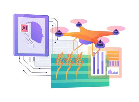 Ai Enhanced Crop Monitoring Abstract Concept Vector Illustration Stock Illustration
