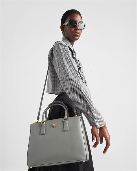 Slate Gray Large Prada Galleria Saffiano Leather Bag Prada
