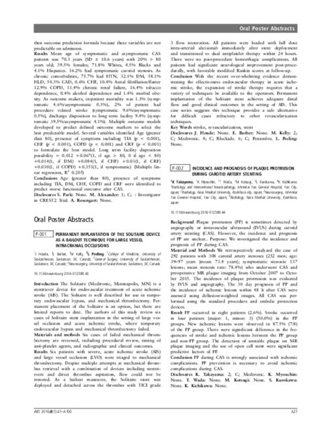 Pdf P 002 Incidence And Prognosis Of Plaque Protrusion During Carotid Artery Stenting