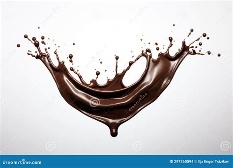 Delicious Single Splash Of Chocolate Flying Mid Air Isolated On A Clean White Background Stock