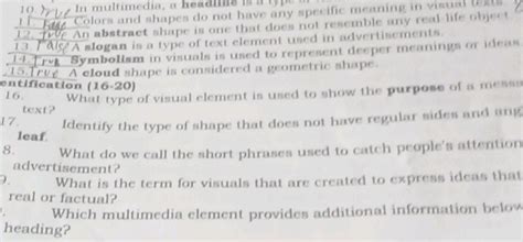 16 what type of visual element is used to show the purpose of a message