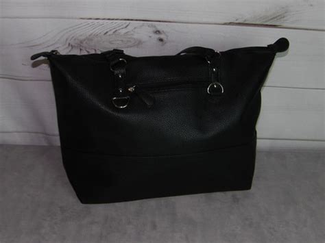 New Unbranded Large Black Faux Leather Purse Handbag Satchel W Zippered