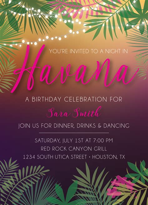 Havana Nights Invitation Template Free Web Editable Havana Nights