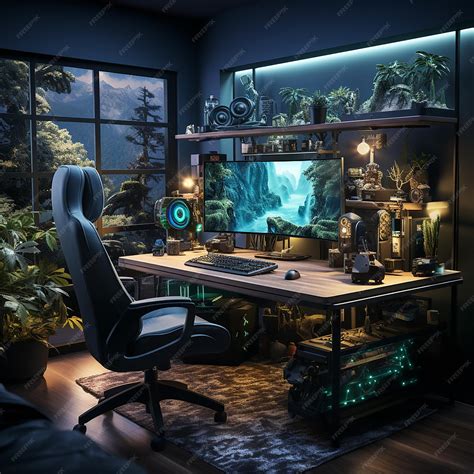 Premium Ai Image Modern Simple Clean Gaming Setup Concepts Creative Natur