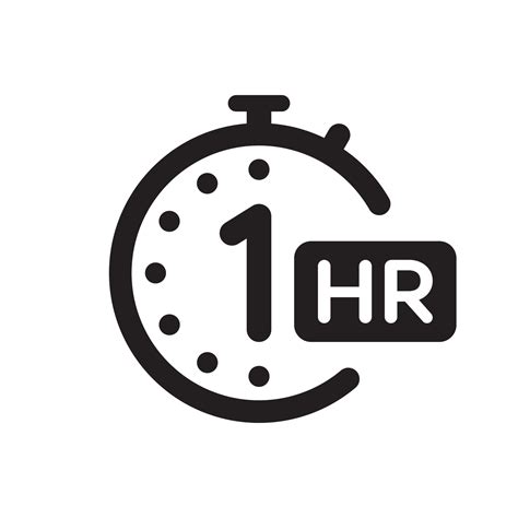 1 Hour Clock Icon Vector In Flat Style Free Time Concept 23815794