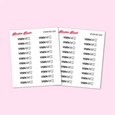 Vision Bill Due Stickers Decorative Planner Stickers Romina Rossa